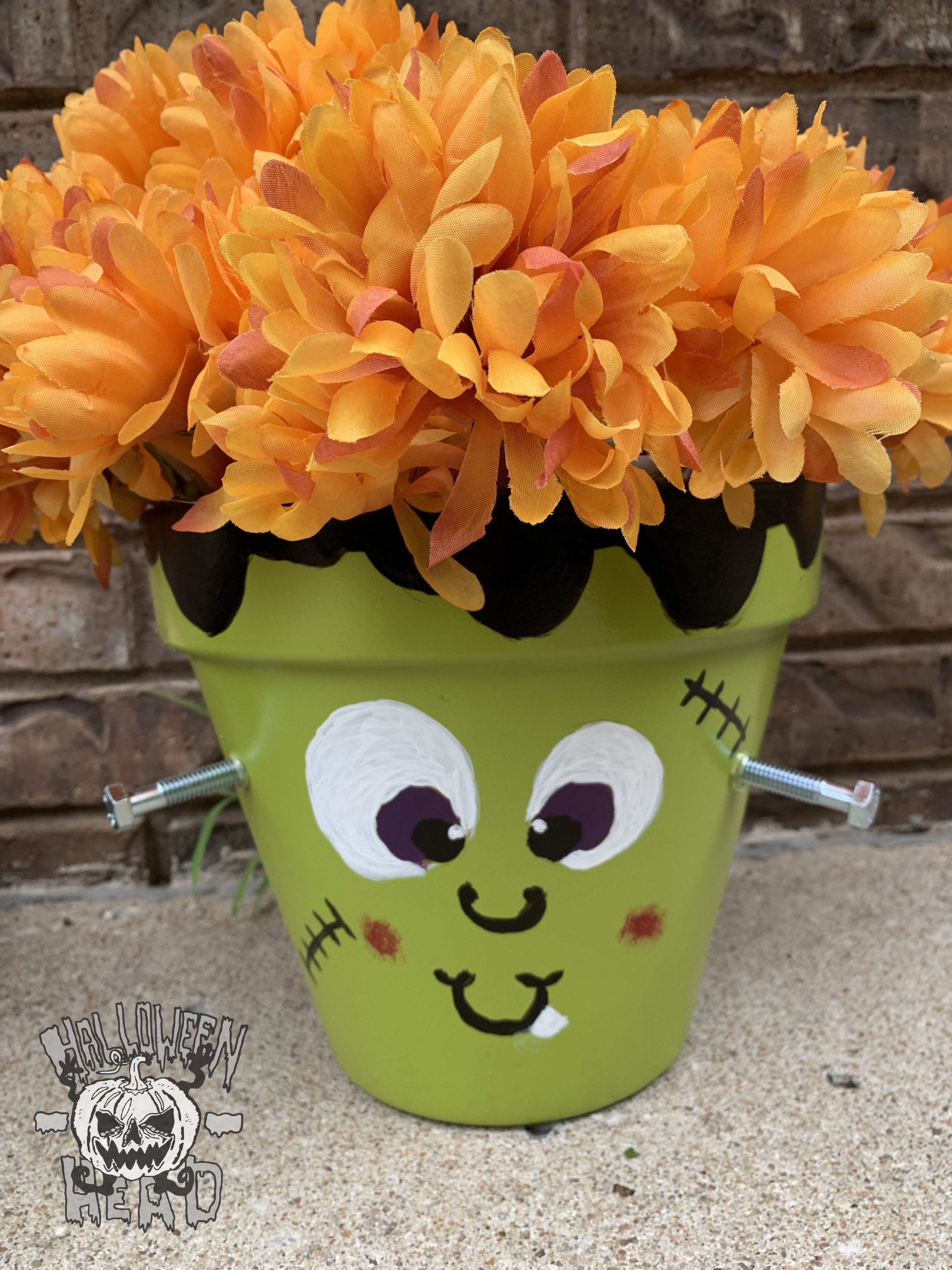 DIY Frankenstein Flower Pots – Halloween Head