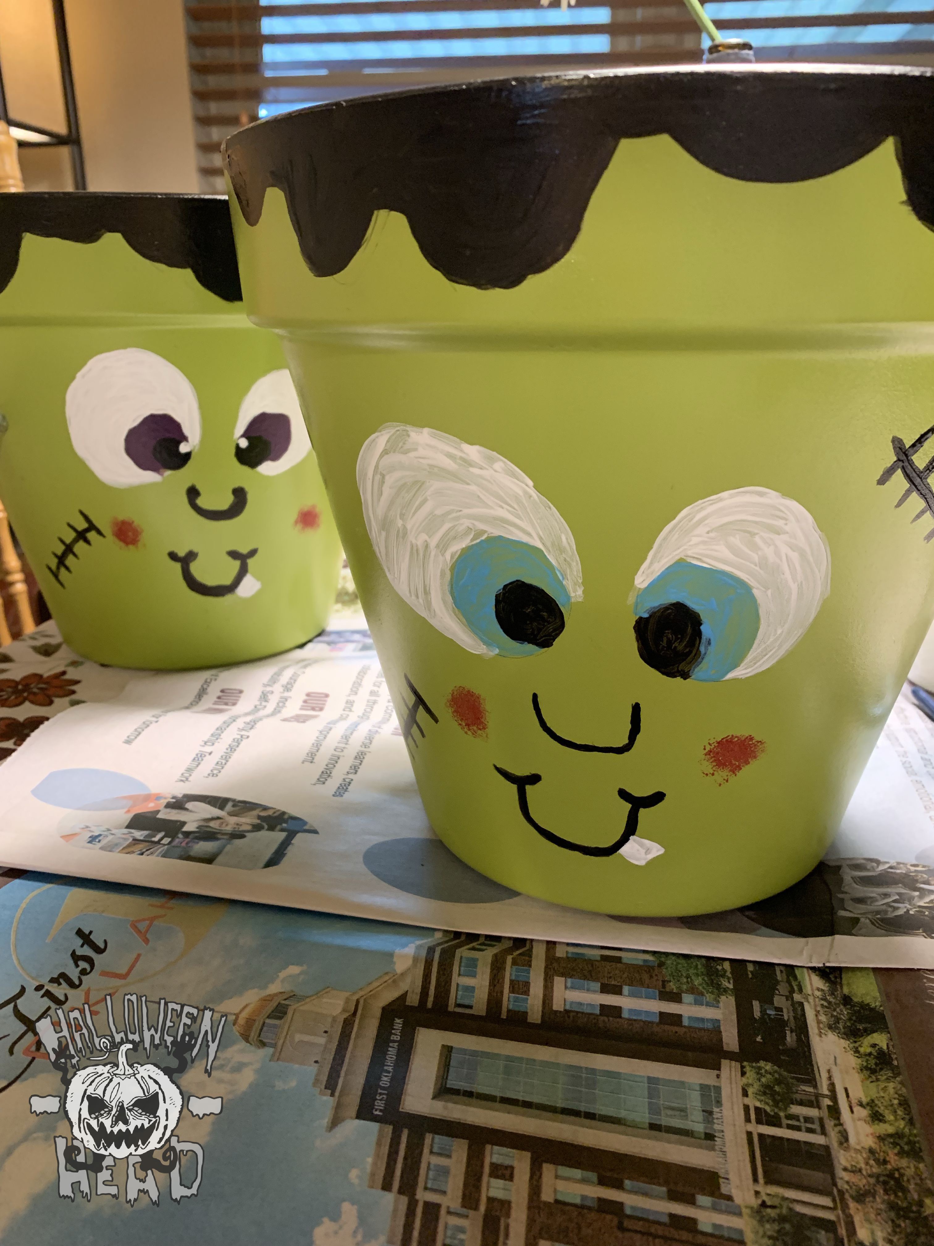 DIY Frankenstein Flower Pots – Halloween Head