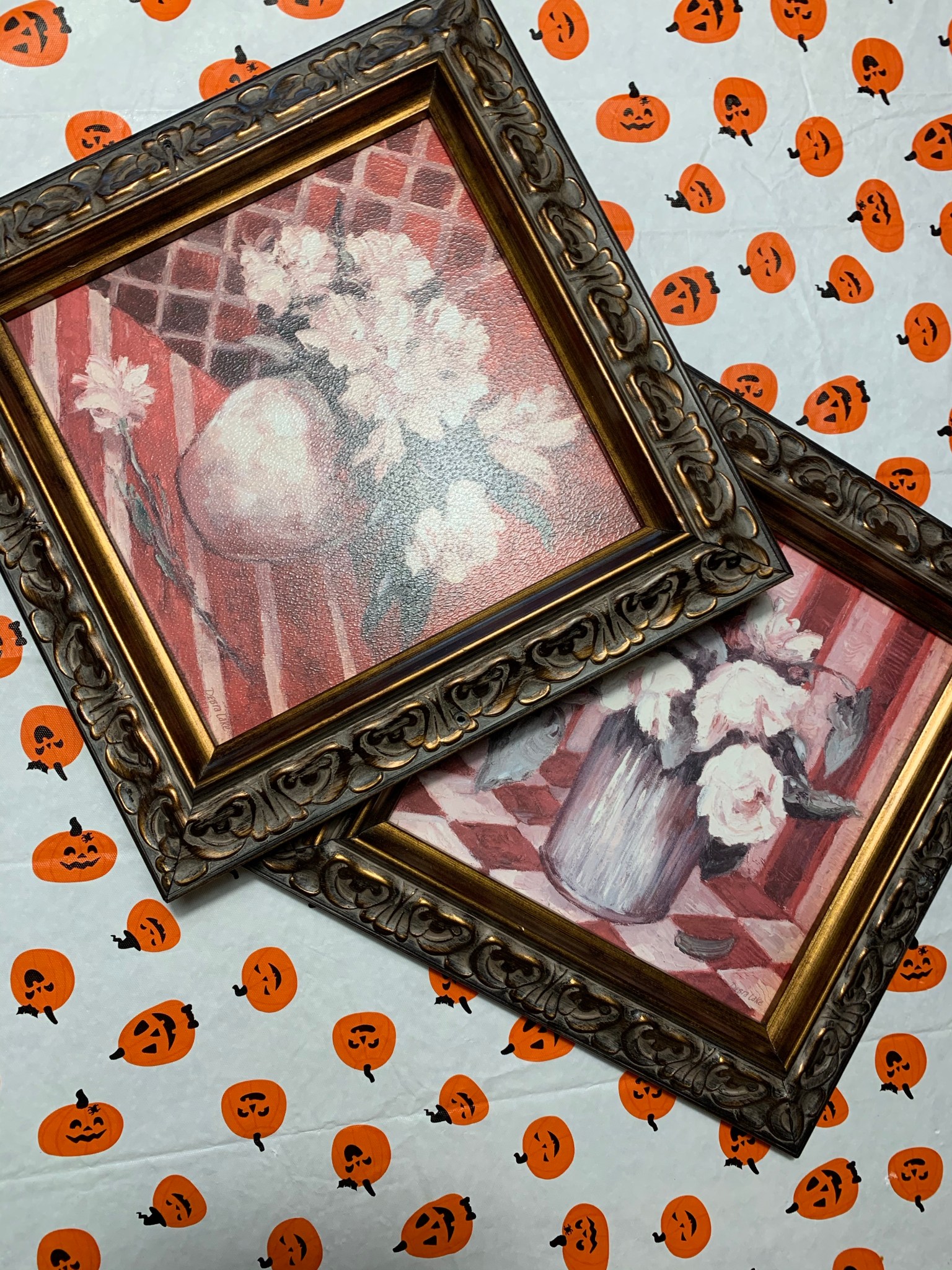 DIY Goodwill Thrifted Spooky Halloween Plant Paintings – Halloween Head