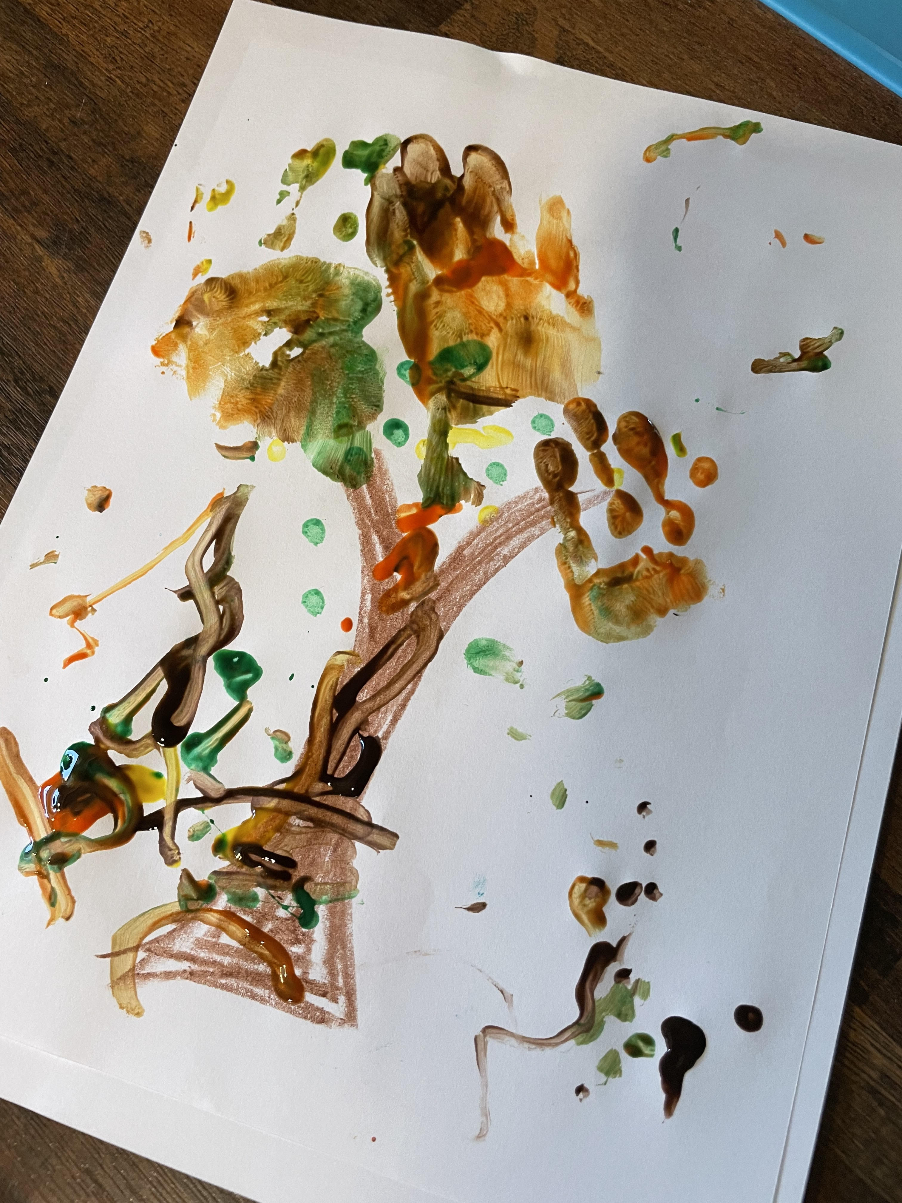 Autumn Leaves Cotton Swab Painting for Toddlers – Halloween Head